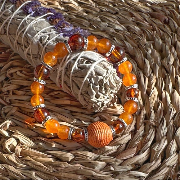 Alquimia | Jewelry | Orange Jade And Baltic Amber Beaded Statement ...